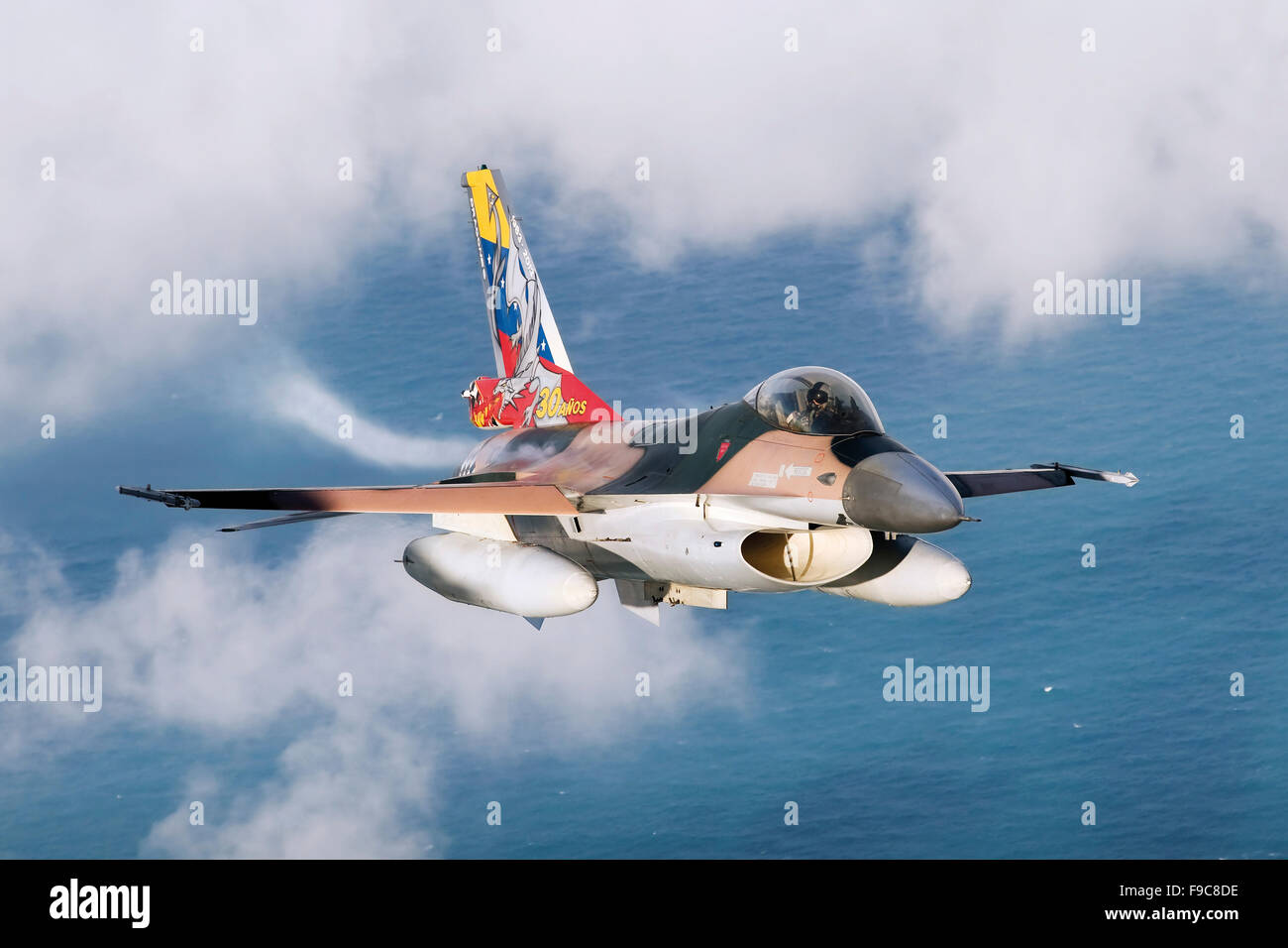 Special painted Venezuelan Air Force F-16A flying over Brazil during ...