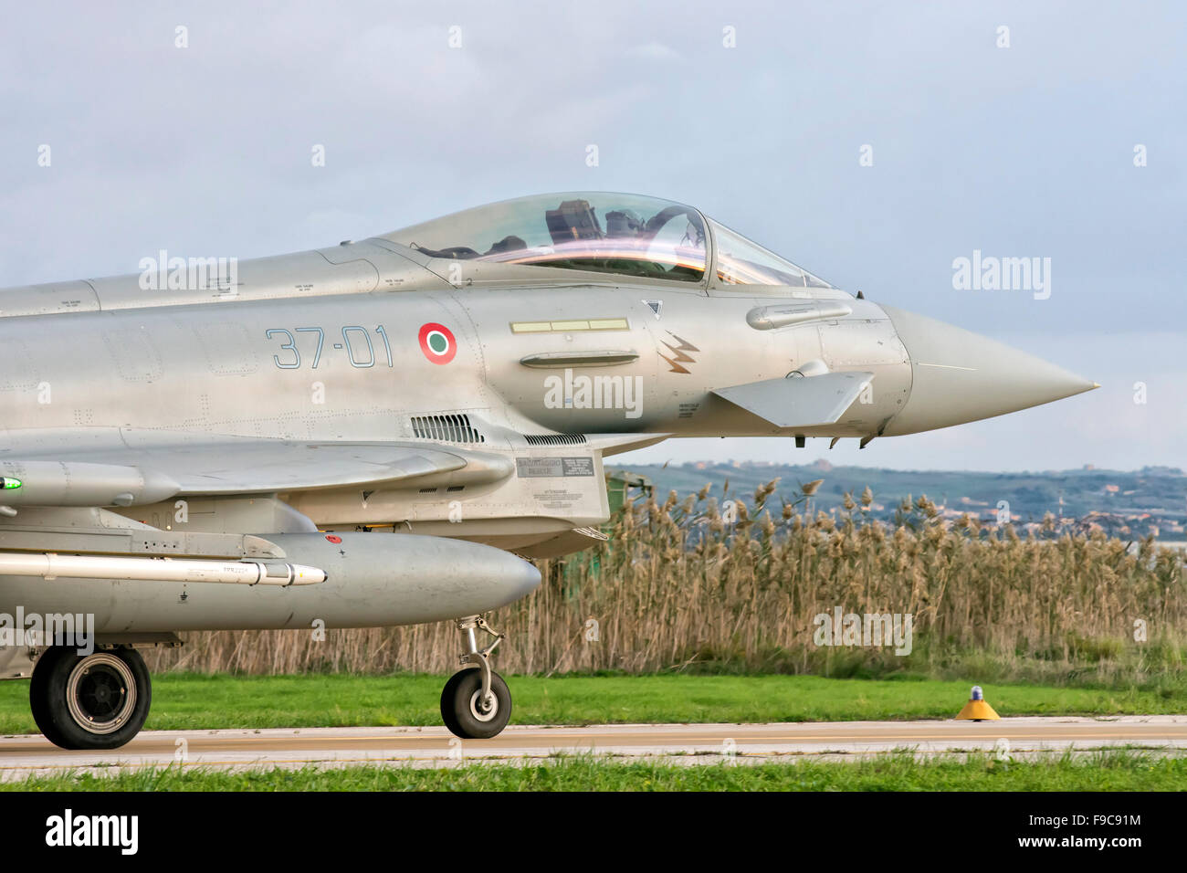 An Italian Air Force F-2000 Typhoon at Trapani Air Base, Italy, during ...