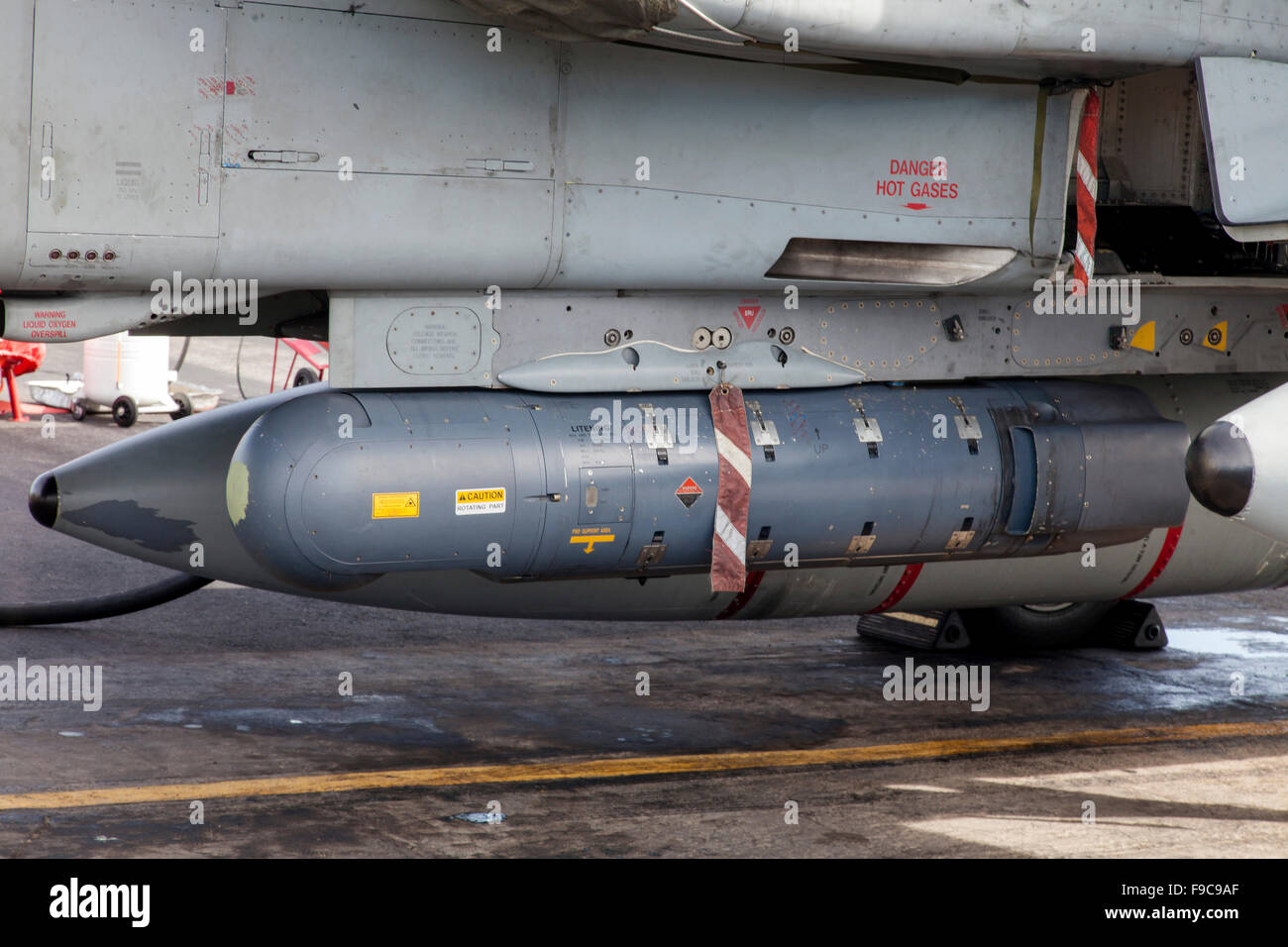 Close-up view of a LITENING targeting pod on a Royal Air Force Tornado ...