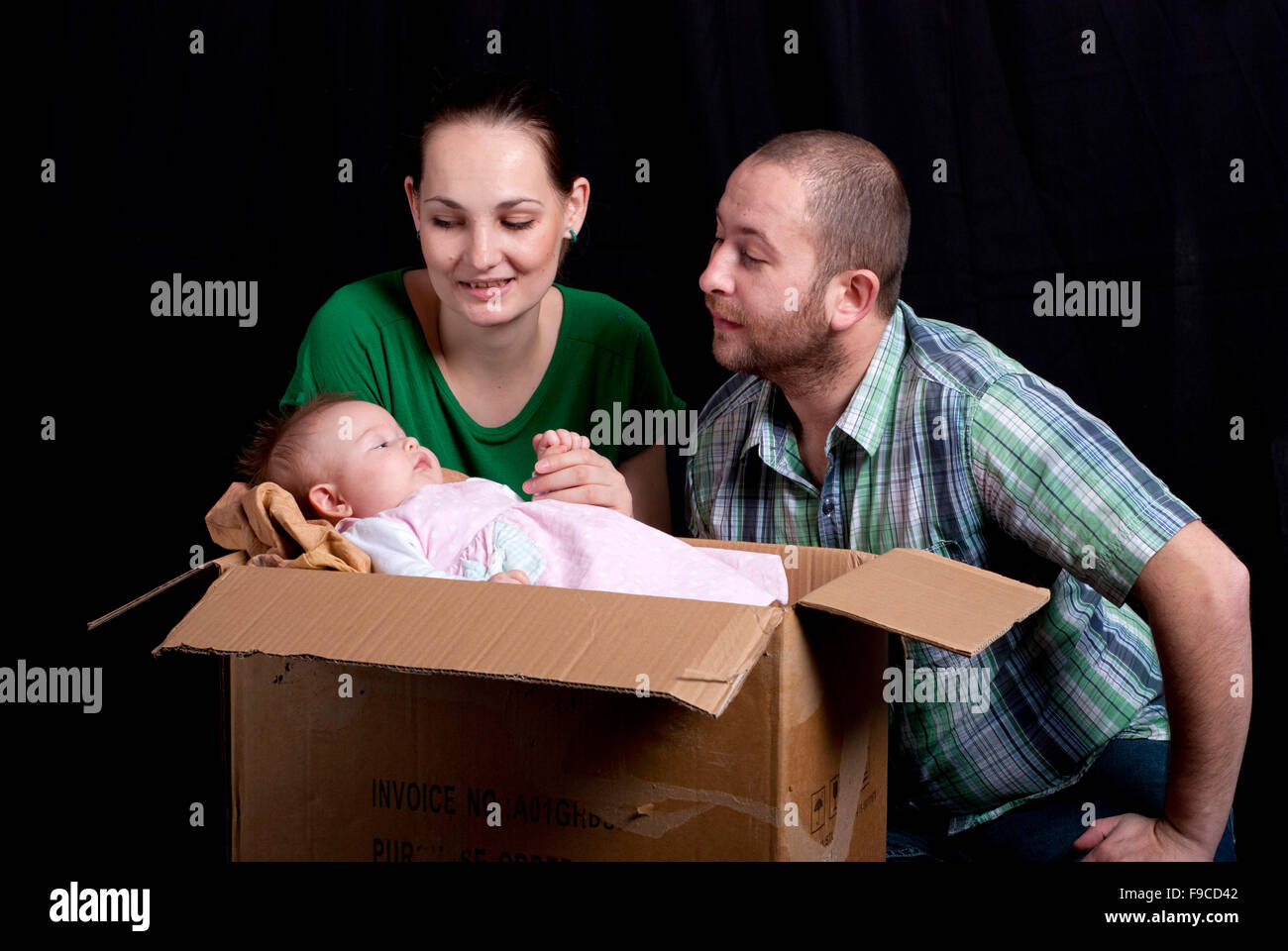 Little baby is posing in box Stock Photo - Alamy