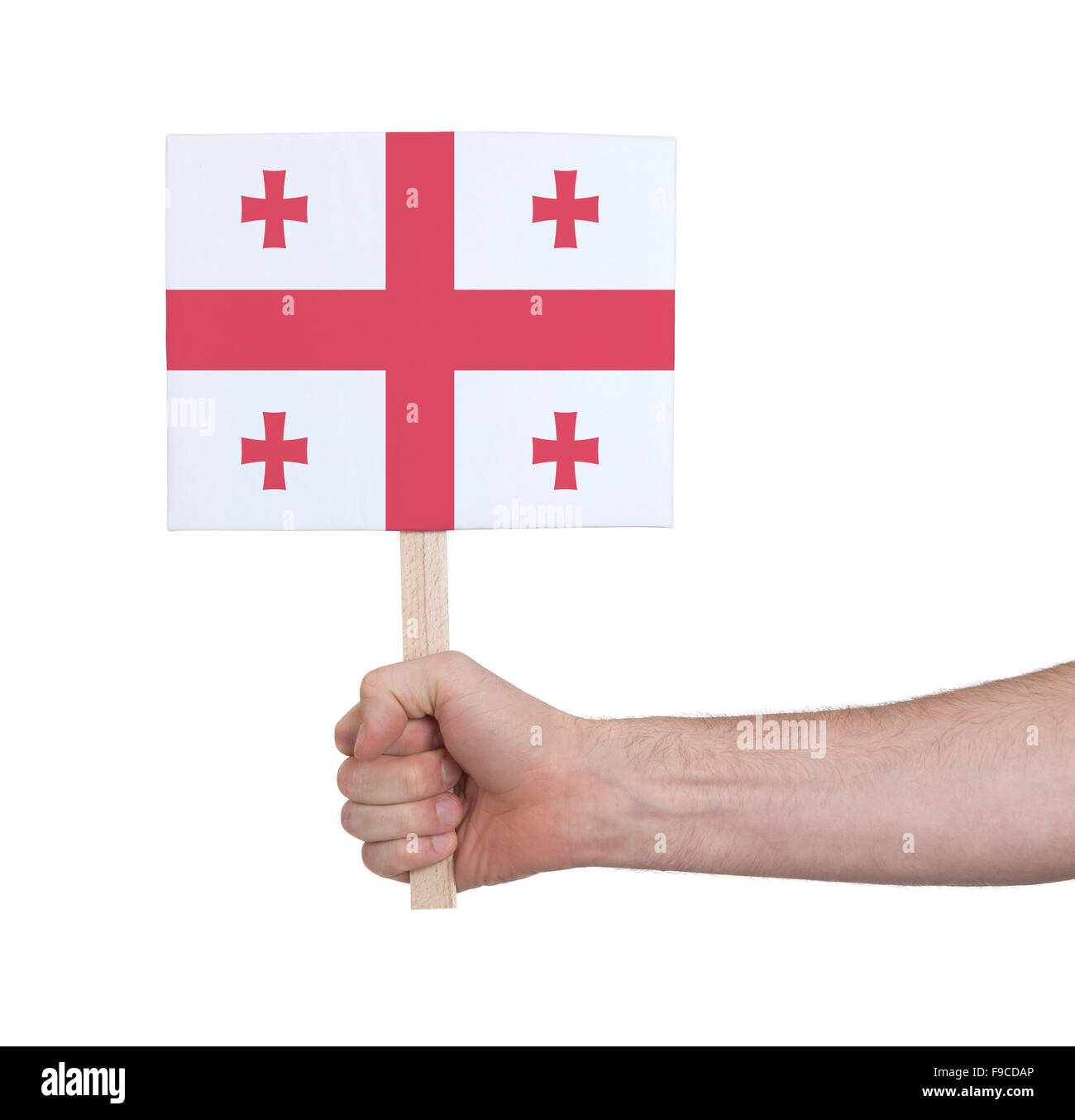 Hand holding small card, isolated on white - Flag of Georgia Stock ...