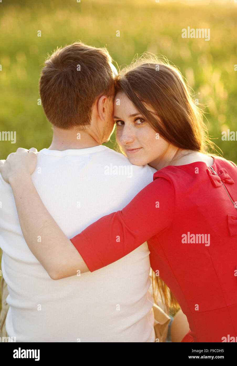 Happy couple is having romantic time in nature Stock Photo - Alamy