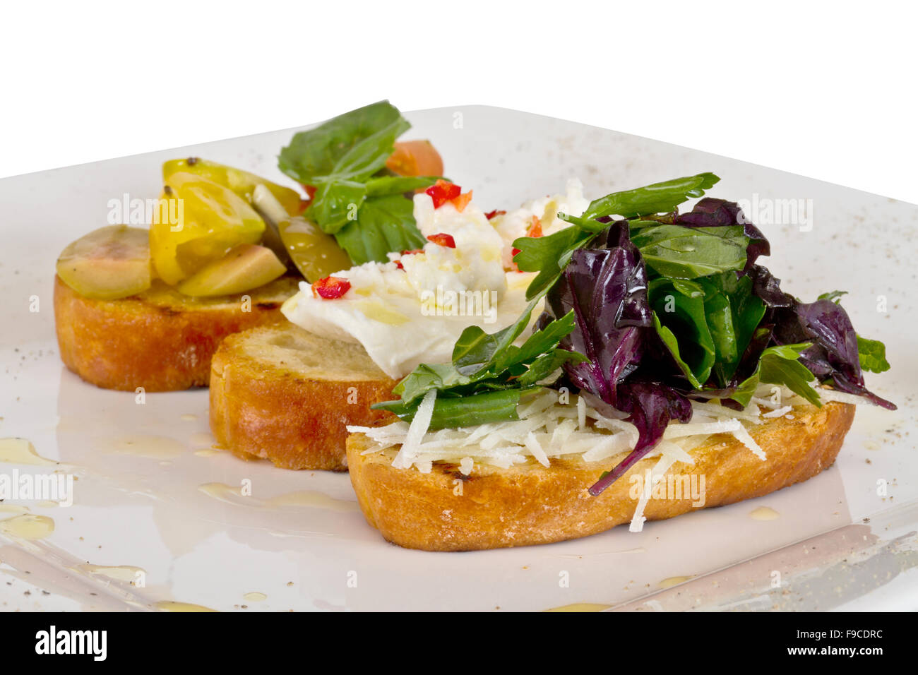 different colored Canapes on a white background Stock Photo - Alamy