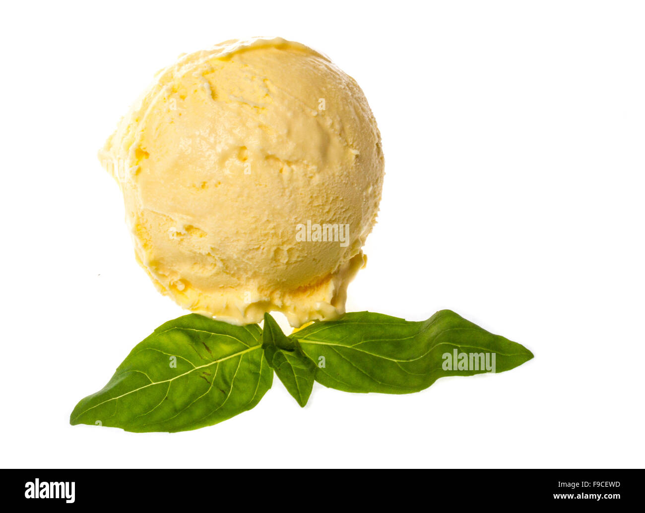 Scoop of lemon ice cream Stock Photo - Alamy
