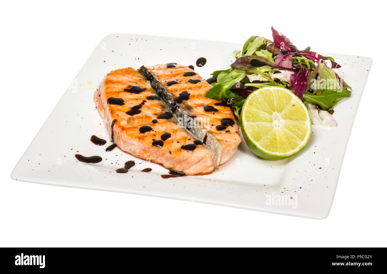 savory fish portion : roasted norwegian salmon fillet garnished with ...