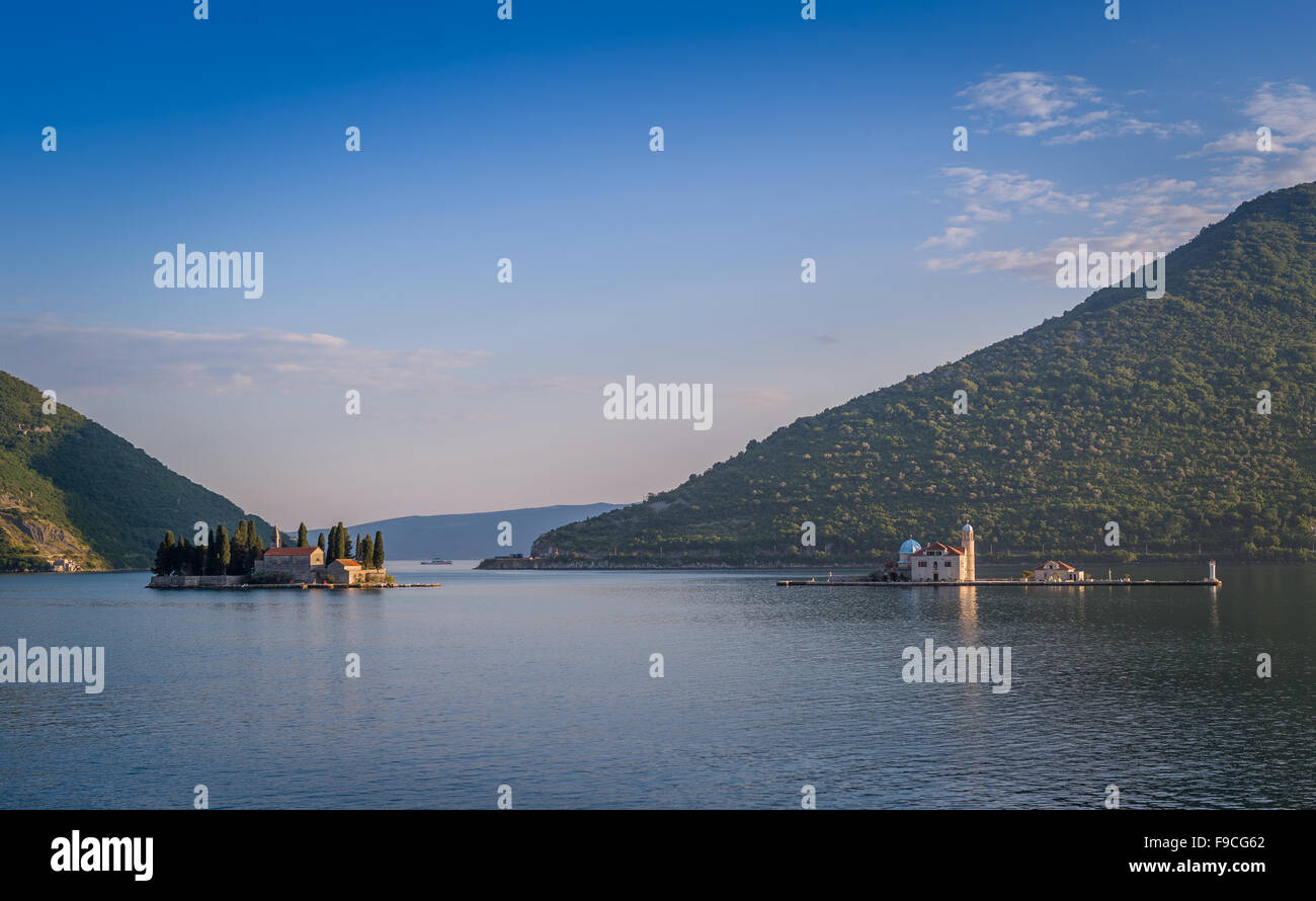 Our Lady and St. George old monasteries at islands in the Bay of Kotor ...