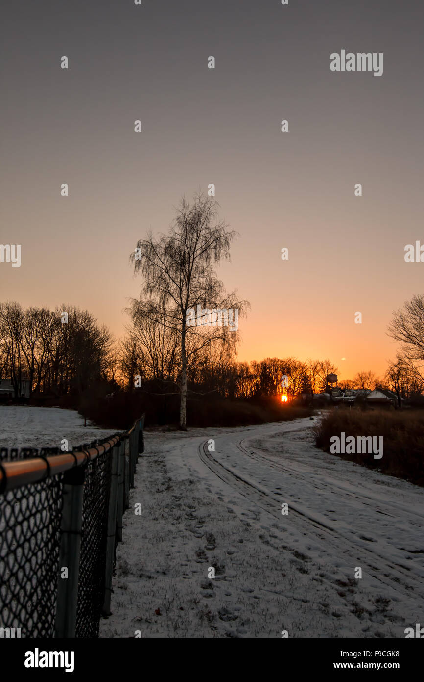 sunset at snow path ,winter shot at kings park Stock Photo - Alamy