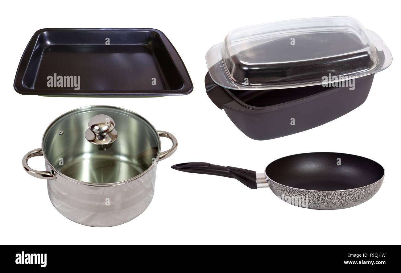 Set of cook pan. Isolated on white background Stock Photo - Alamy