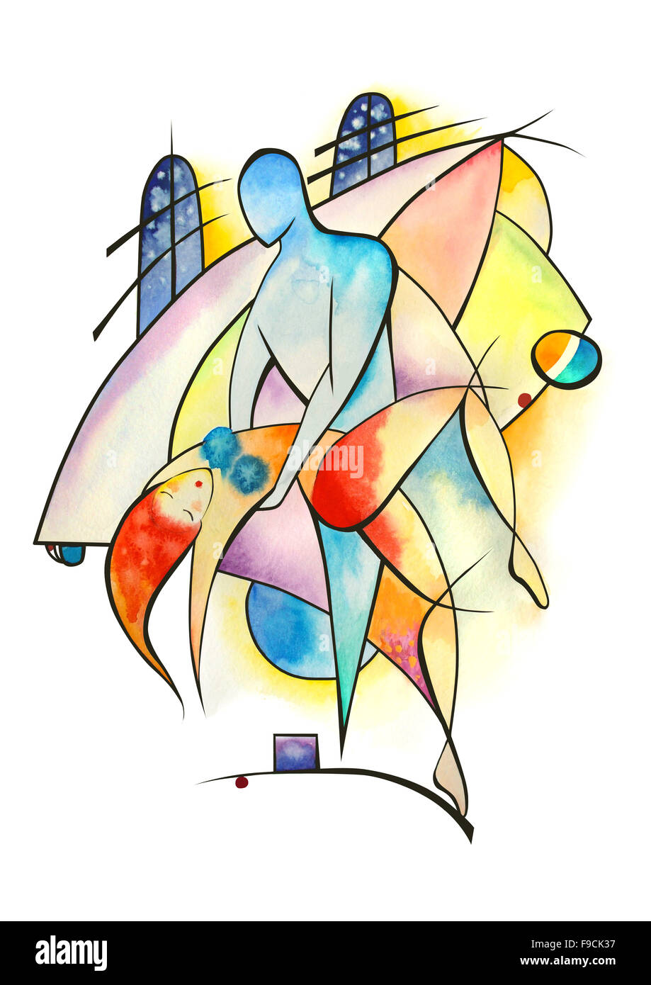 Abstract artwork representing man and woman dancing in modern style ...