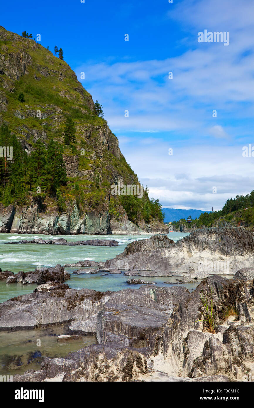 Mountains river with rocky riverside. Katun, Altai, Siberia Stock Photo ...