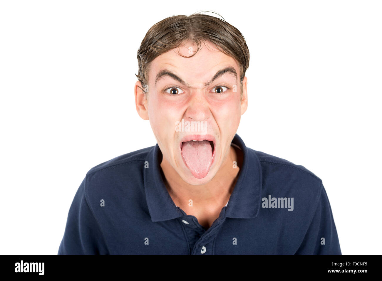 Teenager nerd boy making faces isolated in white Stock Photo - Alamy