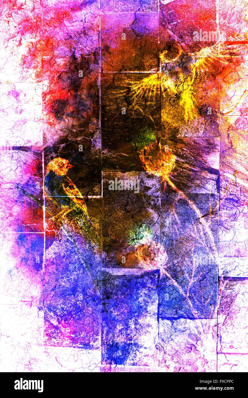 blue crackle wall texture, color crackle background. With Bird Stock ...