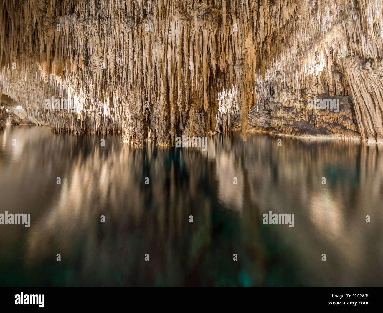 Cave with lake, stalactites and stalagmites Stock Photo - Alamy