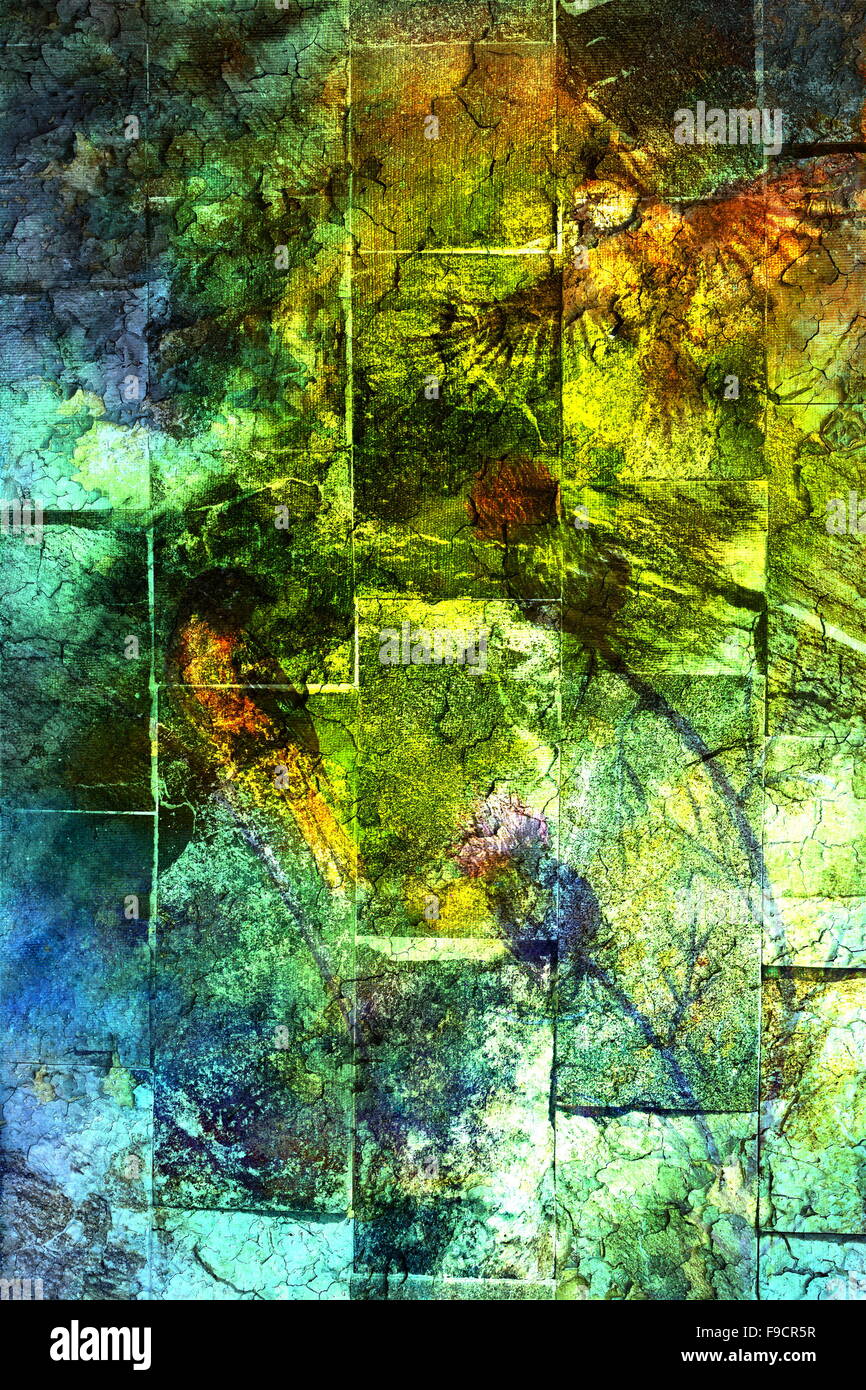 blue crackle wall texture, color crackle background. With Bird Stock ...