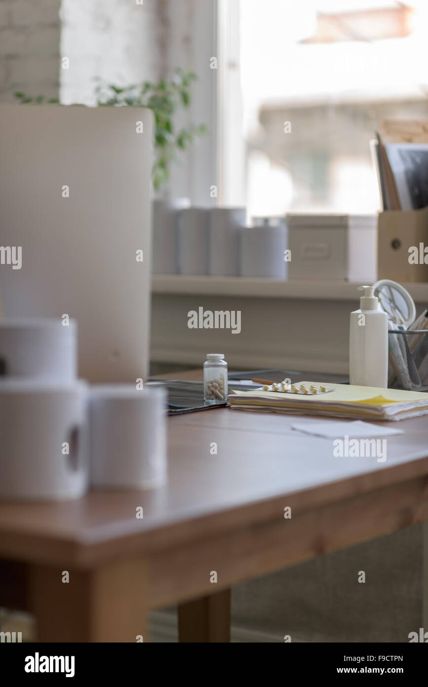 At doctor office. Computer on desk Stock Photo - Alamy