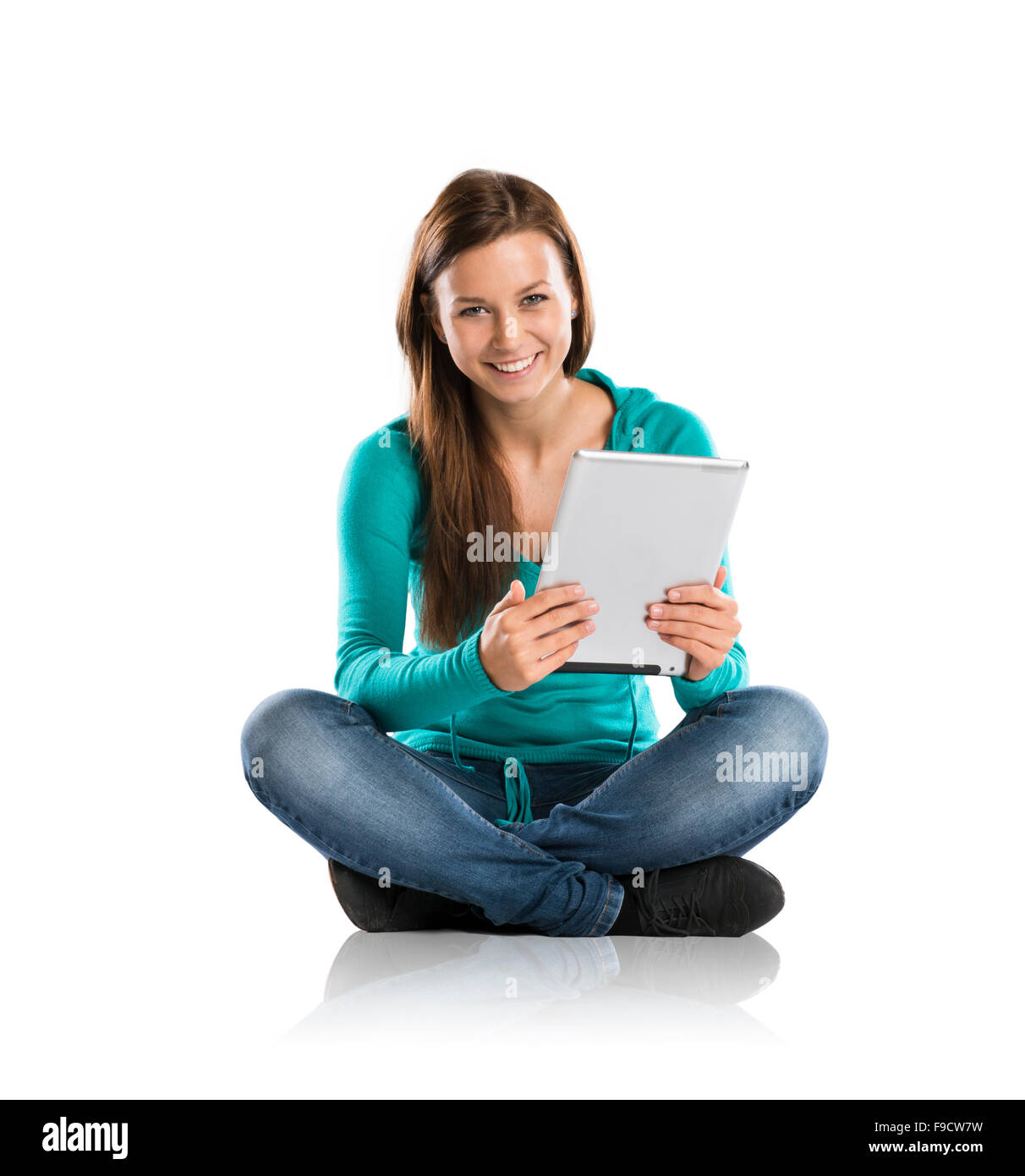 Girl with green screen Cut Out Stock Images & Pictures - Alamy