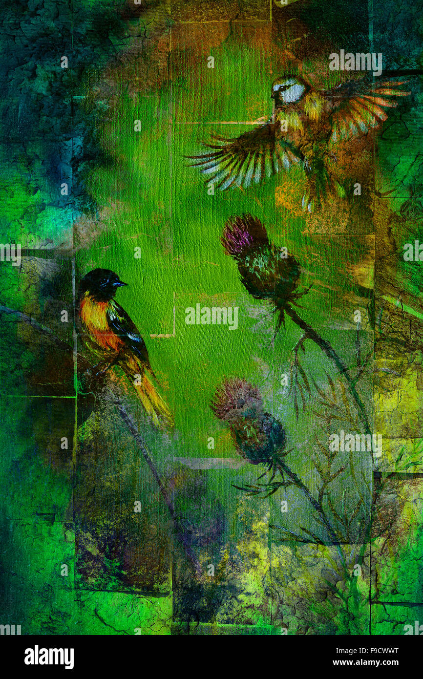 blue crackle wall texture, color crackle background. With Bird Stock ...