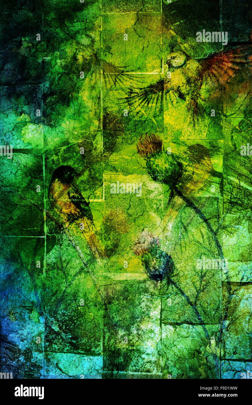 blue crackle wall texture, color crackle background. With Bird Stock ...