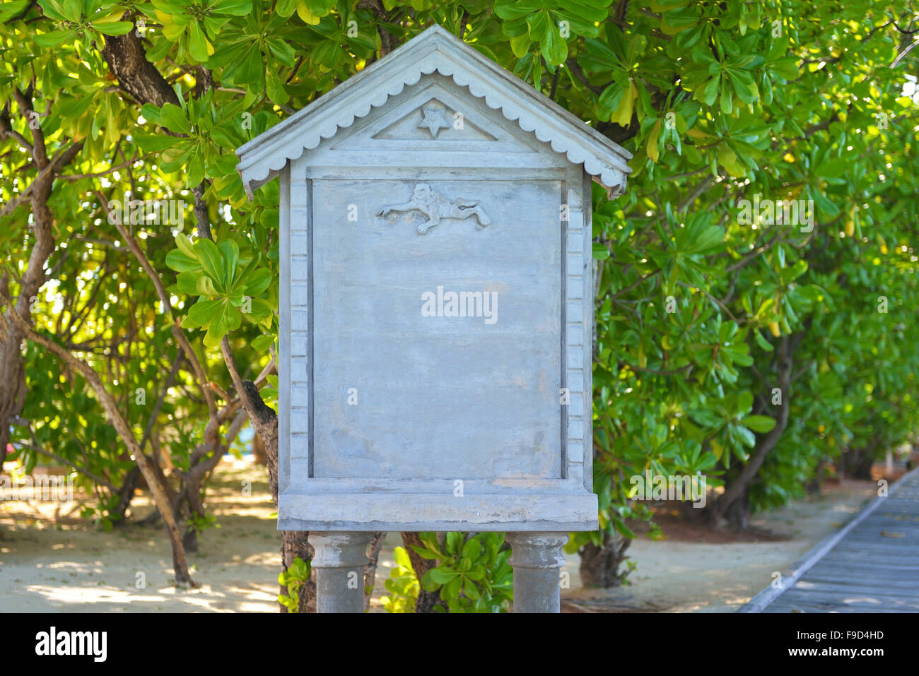 stone marble signboard over green tropical background Stock Photo - Alamy