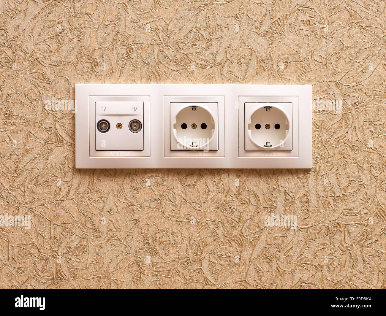 Two electric outlets and sockets for television and radio Stock Photo ...