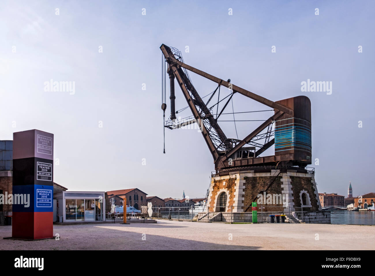 Historic old crane at the Venetian Arsenal harbour, Venice Italy Stock ...