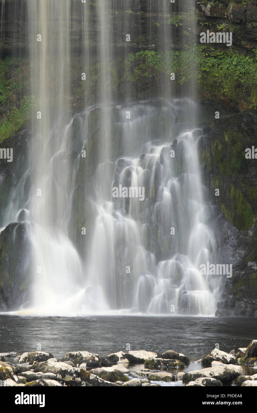 Pillars of water falling on the River Twiss near Ingleton, Yorkshire ...