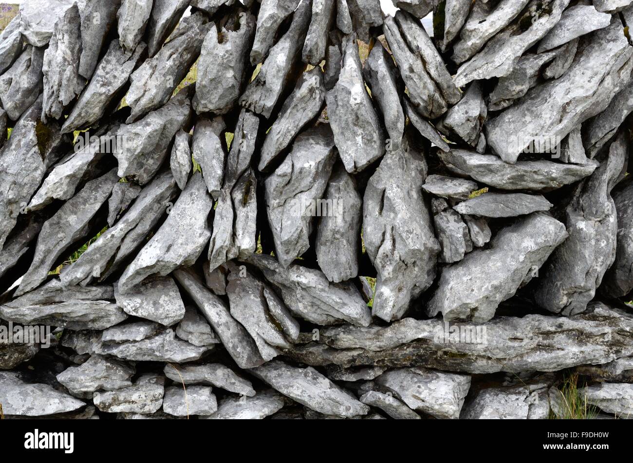 Example of traditional limestone dry stone wall Caher Valley Burren ...