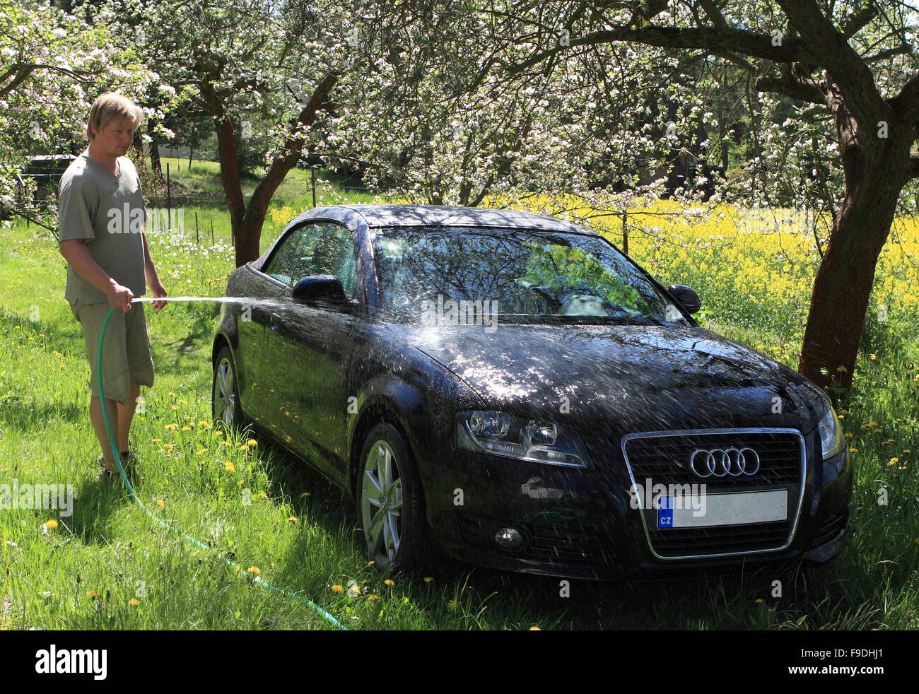 Man Washing Car Stock Photo - Alamy