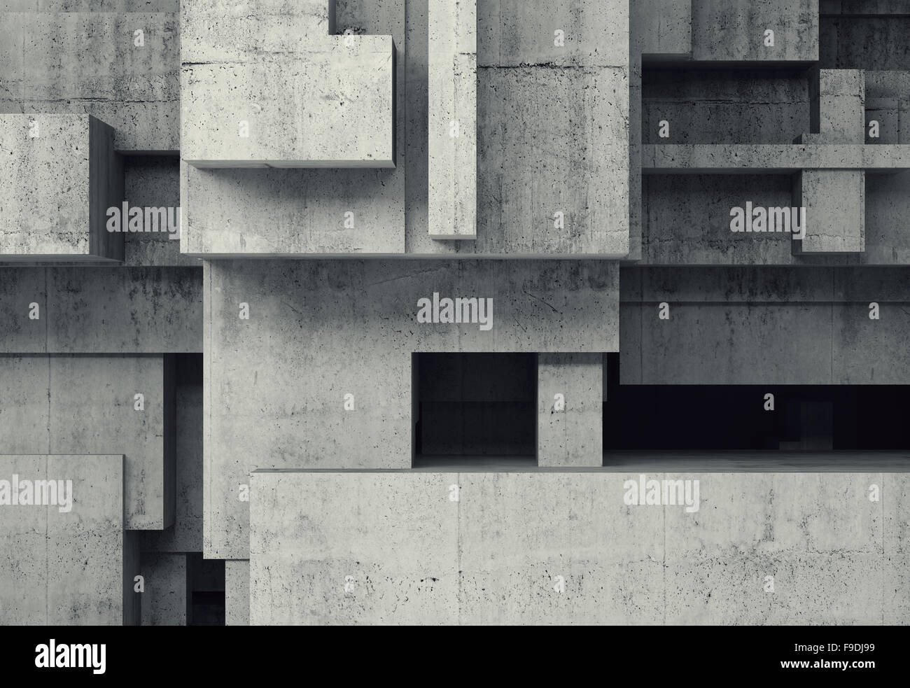 Abstract concrete structures, background with chaotic cubic relief ...