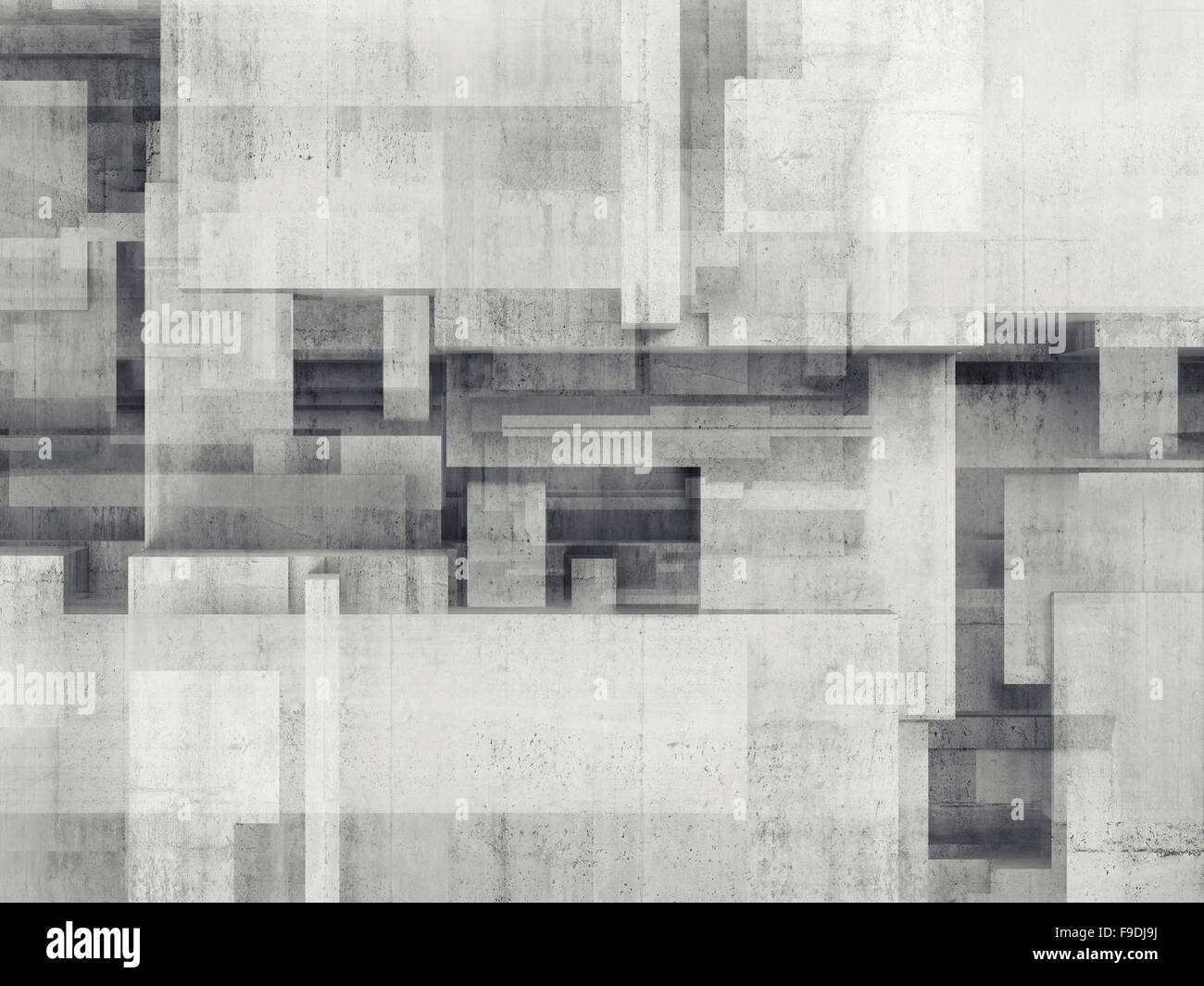 Abstract concrete wall background with chaotic cubic pattern, 3d ...