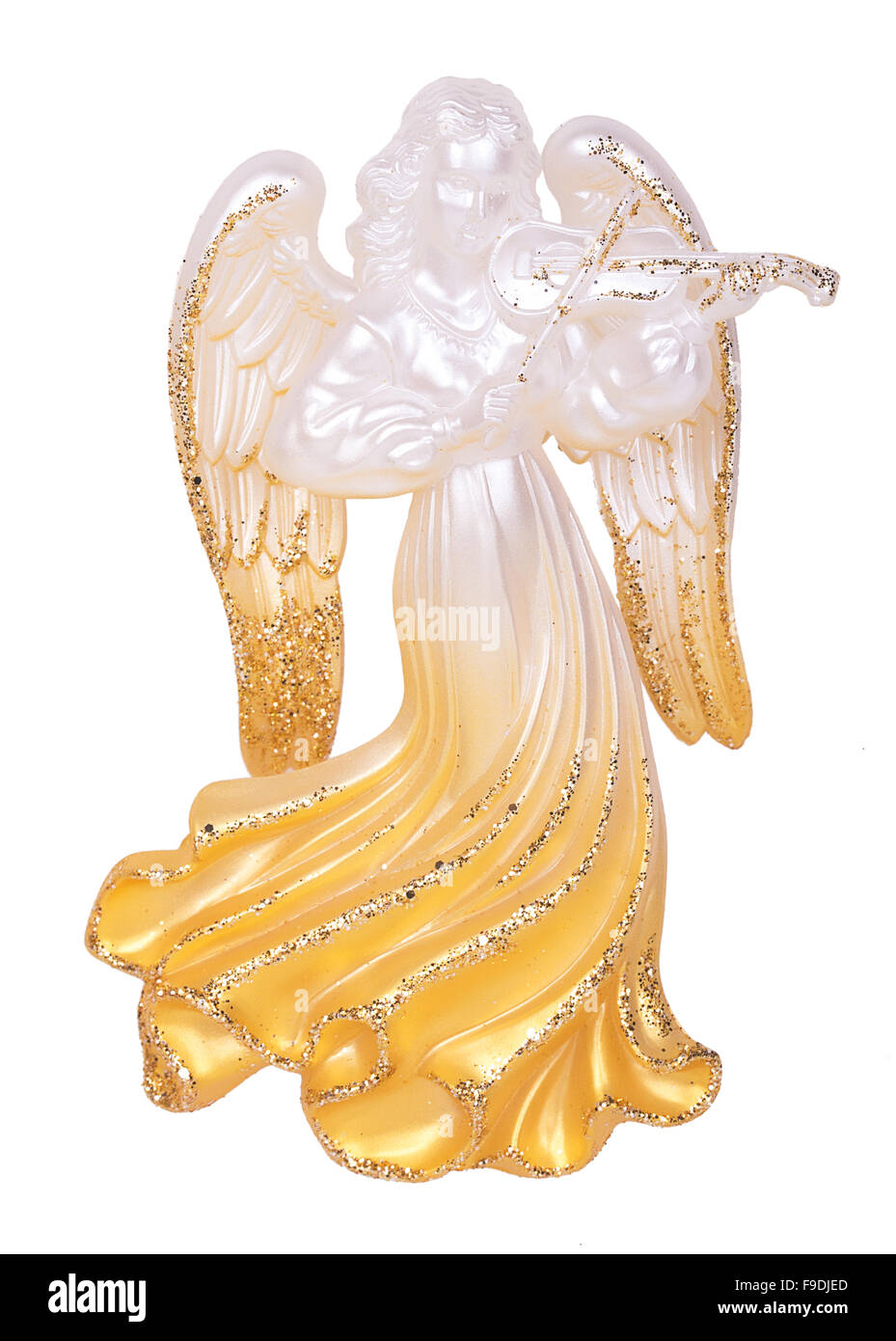 Angel playing the violin Decoration isolated on white background Stock ...