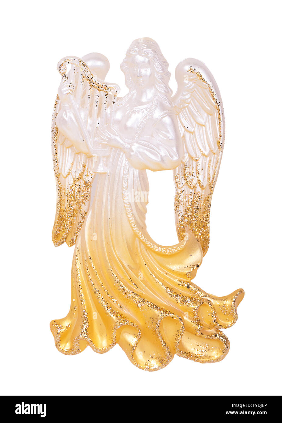Angel playing the harp Decoration isolated on white background Stock ...
