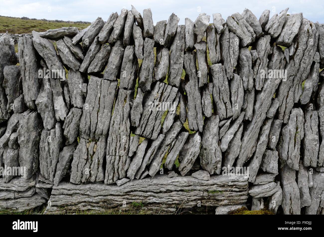 Example of traditional limestone dry stone wall Caher Valley Burren ...