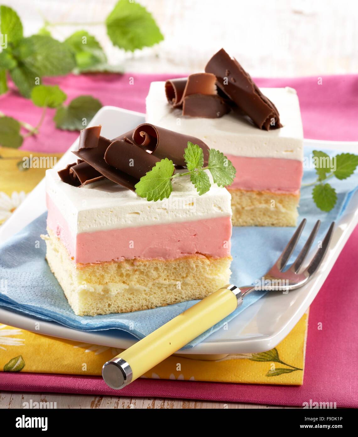 Sponge Fancy Cakes with Strawberry Cream Stock Photo - Alamy