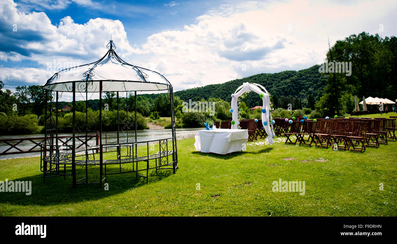 Beautiful outdoor wedding venue in summer Stock Photo - Alamy