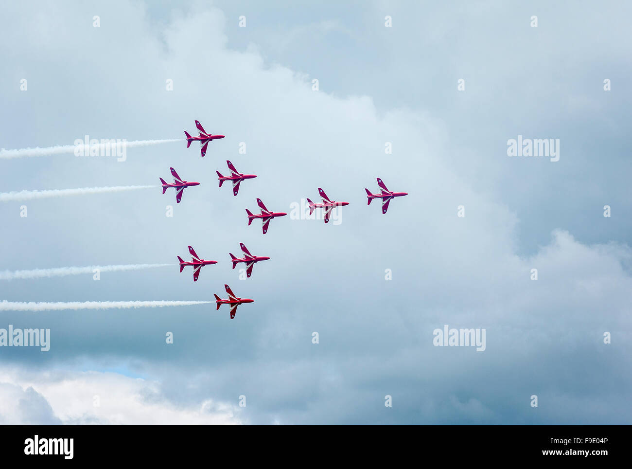 CONCORDE formation displayed by the Red Arrows in UK Stock Photo - Alamy