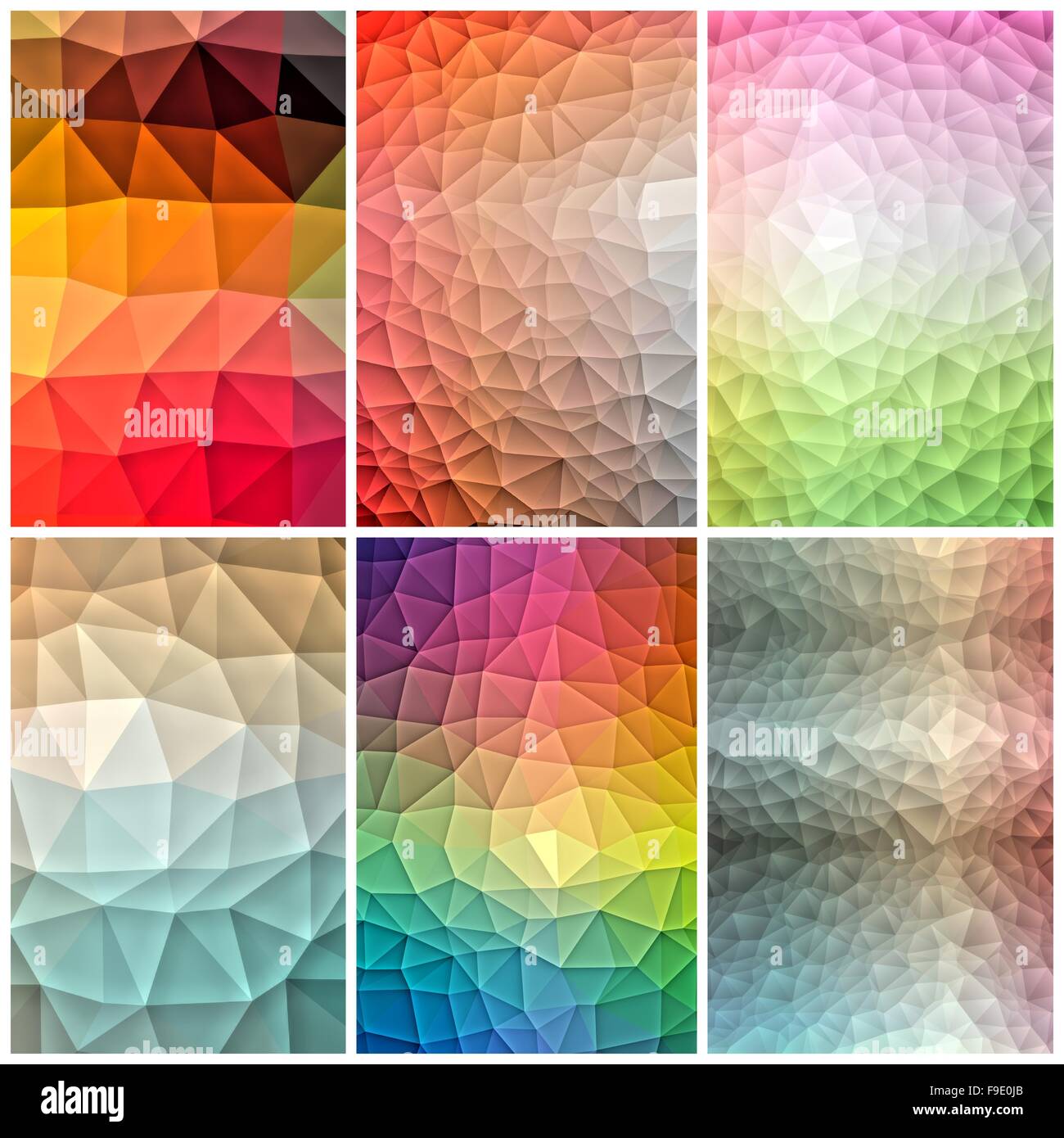 Collage set of an abstract colors polygonal triangle patterns Stock ...
