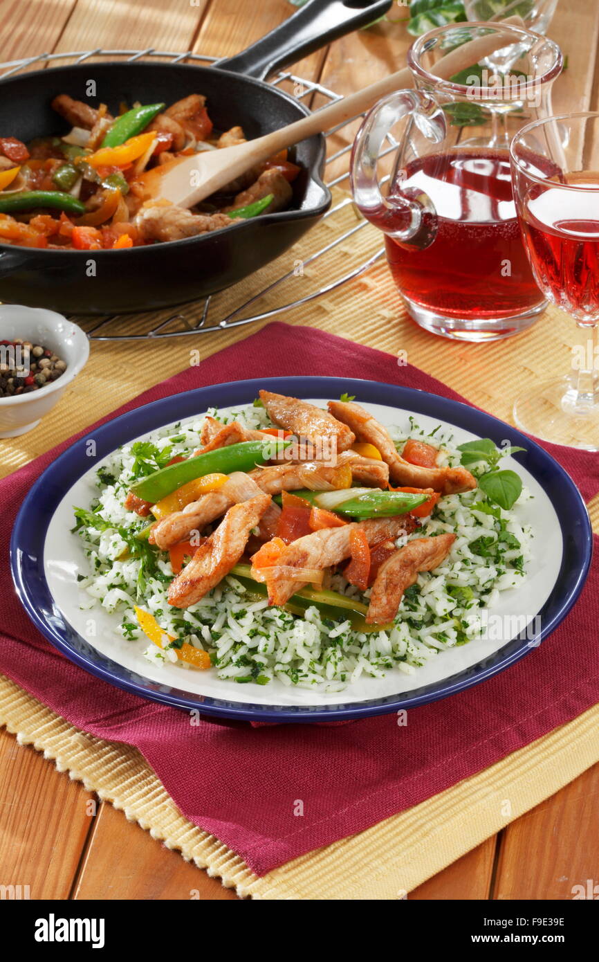 Pork Ragu with Herb Rice Stock Photo - Alamy