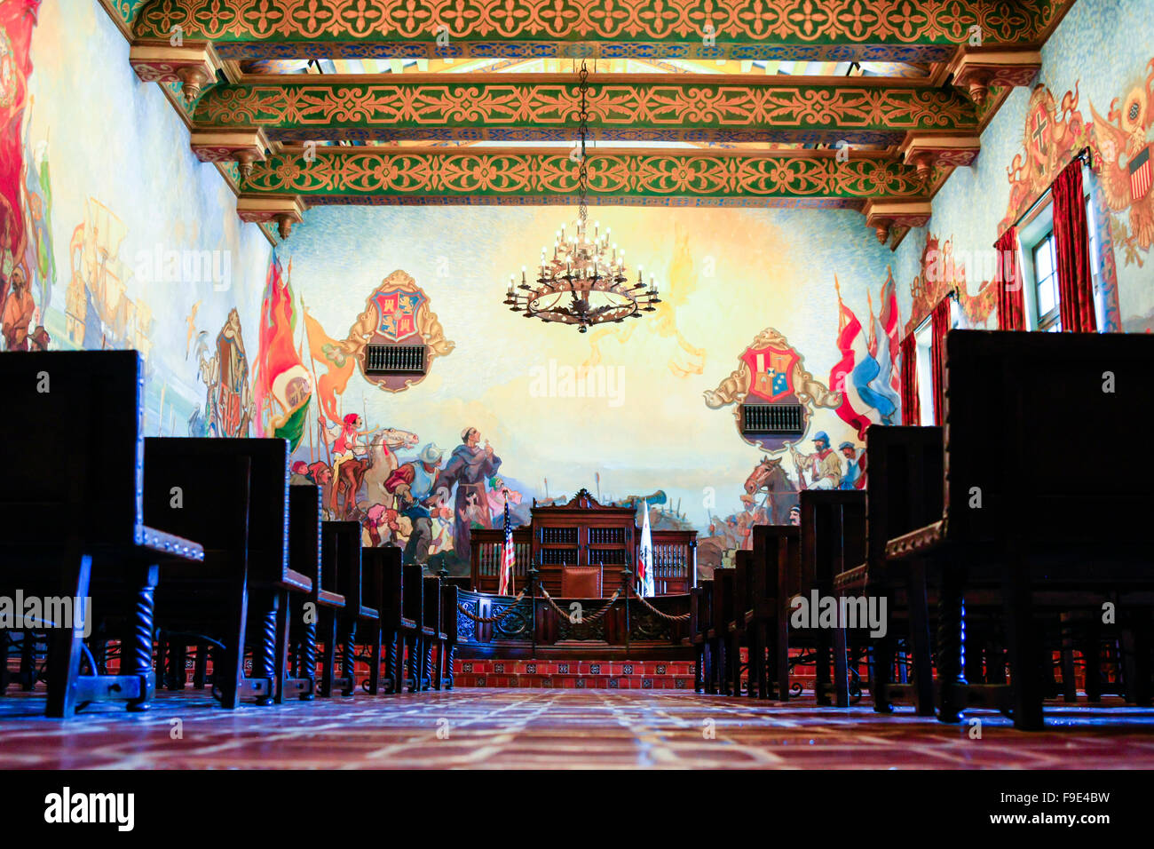 The Mural Room inside the Santa Barbara County Courthouse building in ...