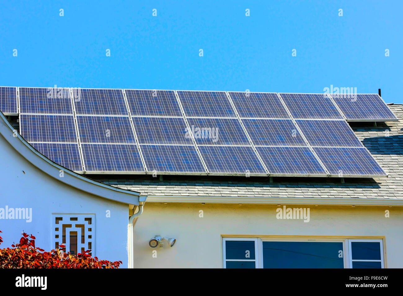Sloar cells on the roof of a house in Santa Barbara California Stock ...