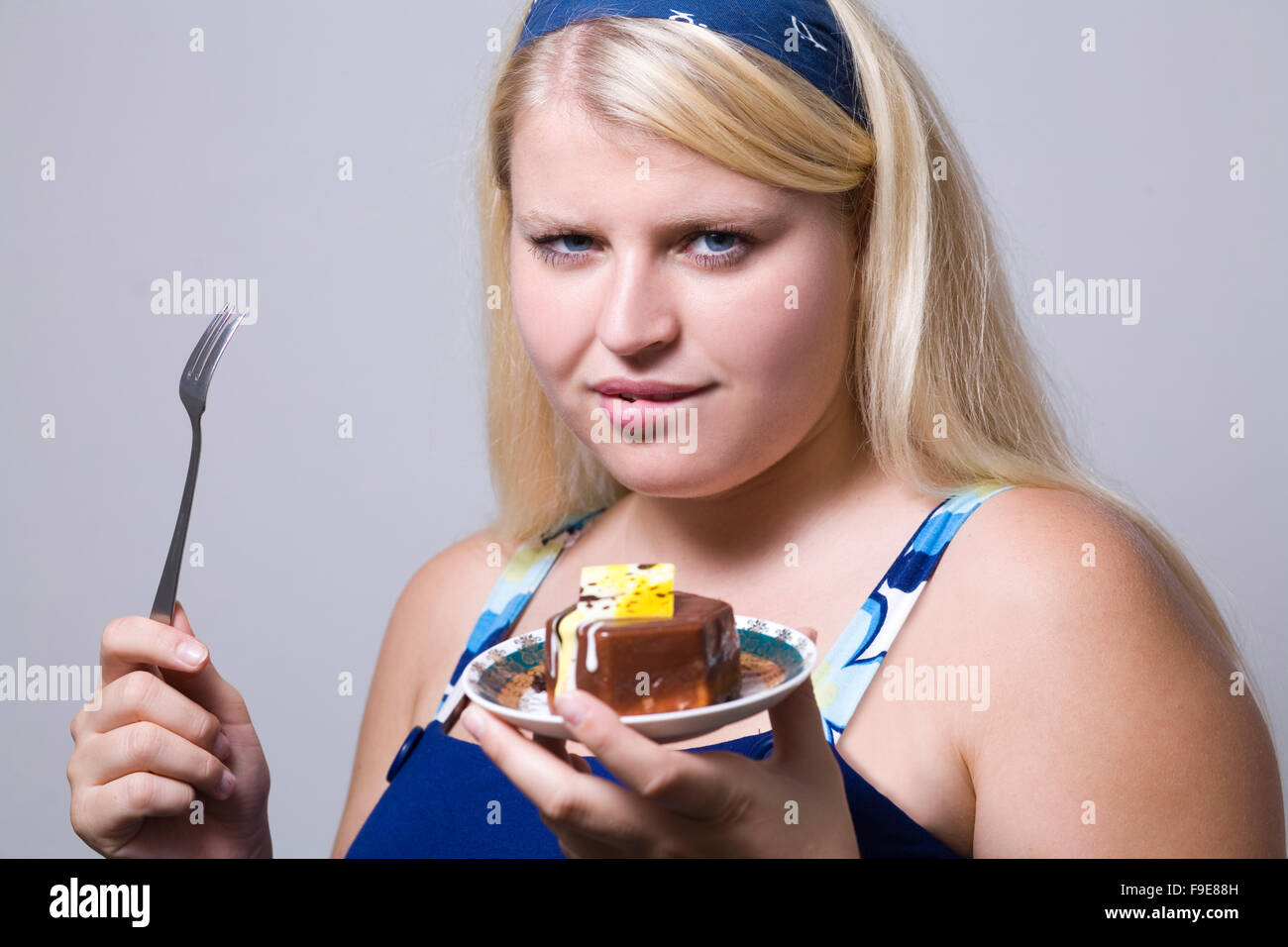 Woman with Cake Stock Photo - Alamy