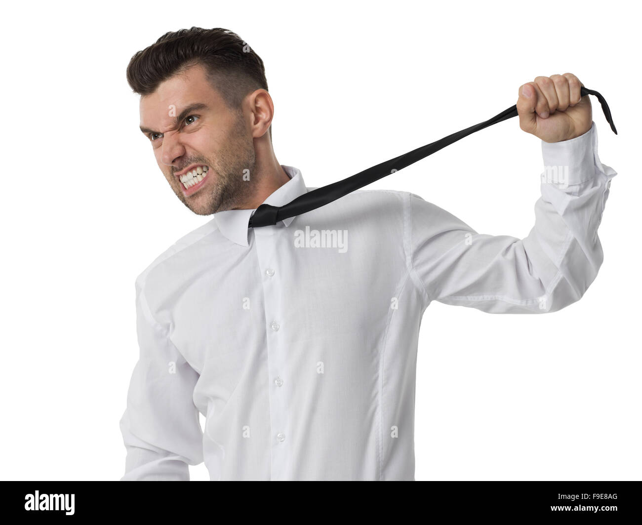 Businessman angry and disappointed portrait isolated on white ...