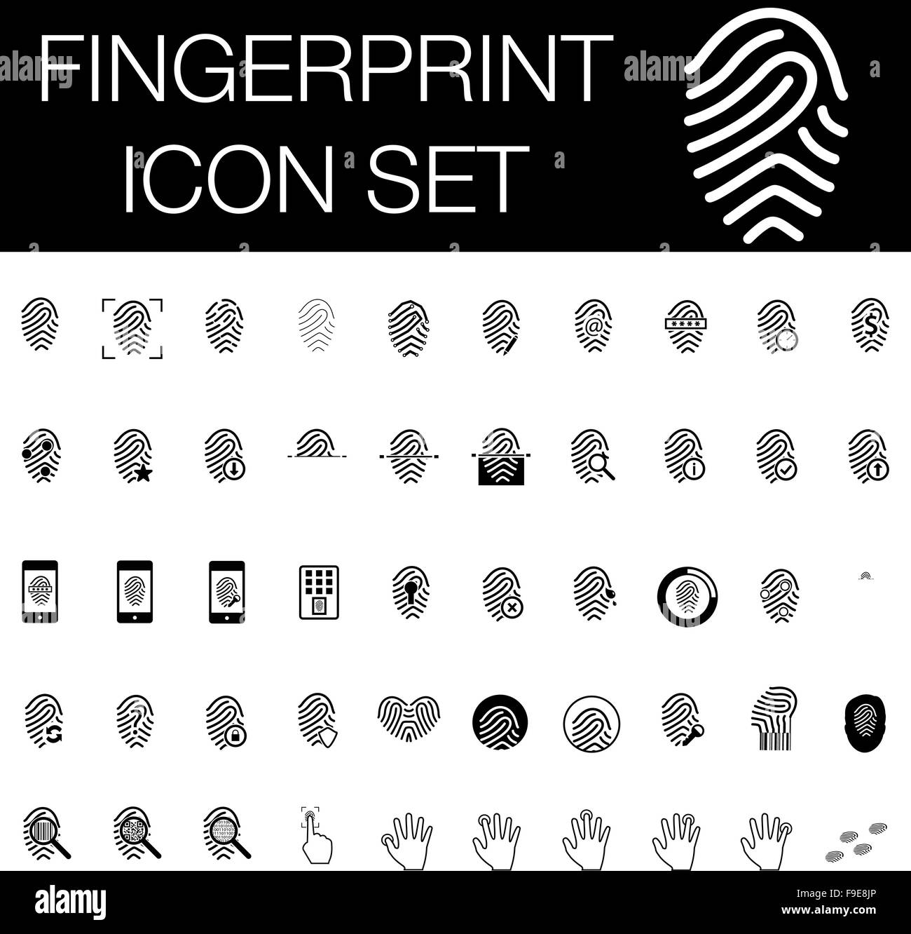 Fingerprint icon set Stock Vector Image & Art - Alamy
