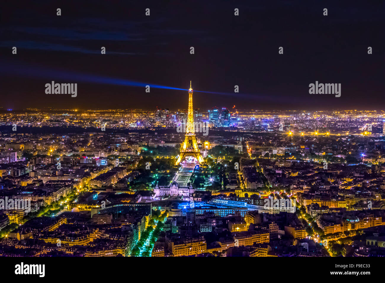 Paris skyline with Eiffel Tower at night Stock Photo - Alamy