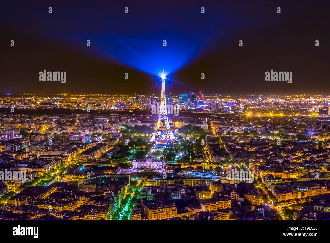 Paris skyline with Eiffel Tower at night Stock Photo - Alamy