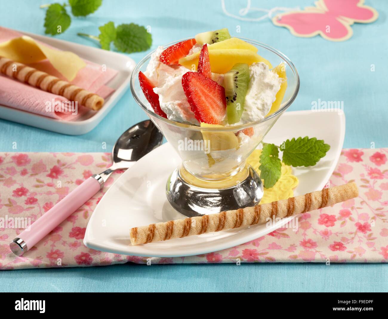 Lime Sundae with Fruits Stock Photo - Alamy
