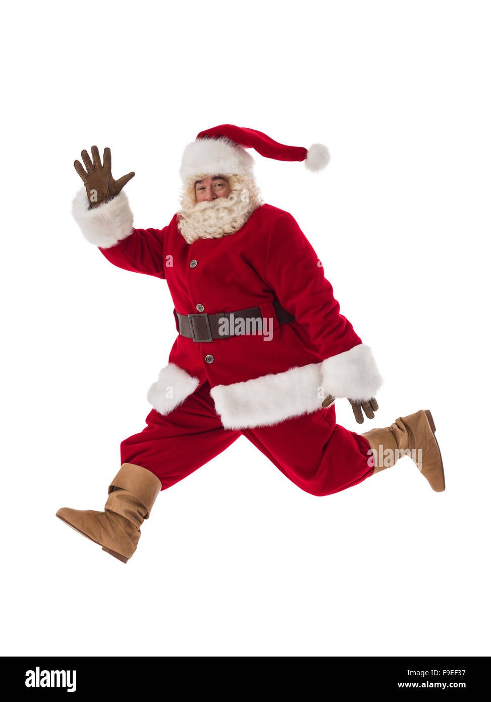 Santa Claus Portrait. Running fast. Side view Stock Photo - Alamy