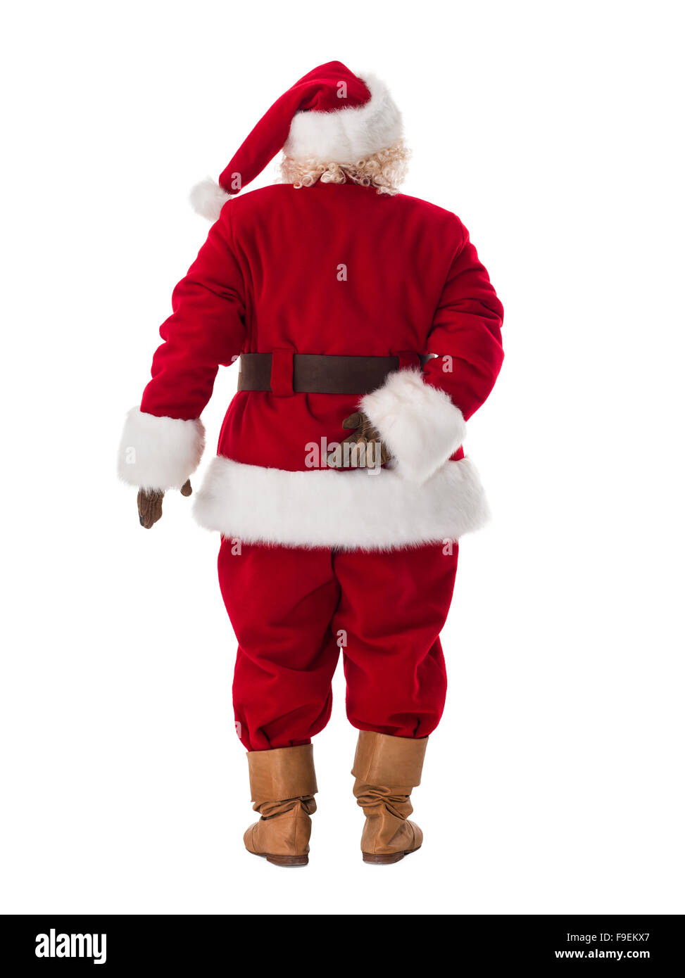 Santa Claus Portrait. Crossed fingers. Photo from behind Stock Photo ...