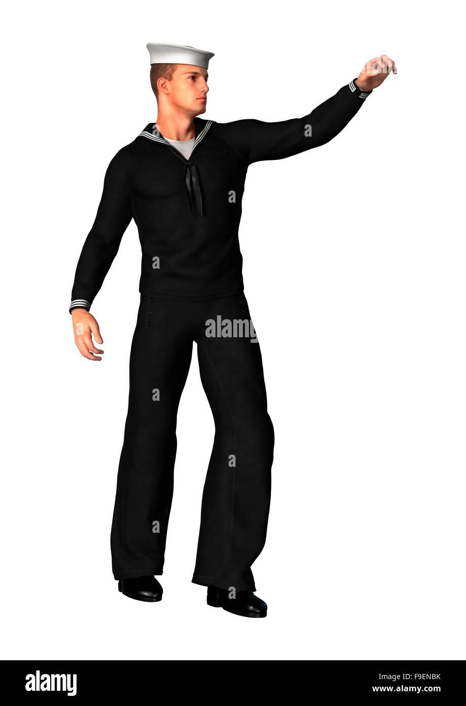 3D digital render of a young seaman isolated on white background Stock ...