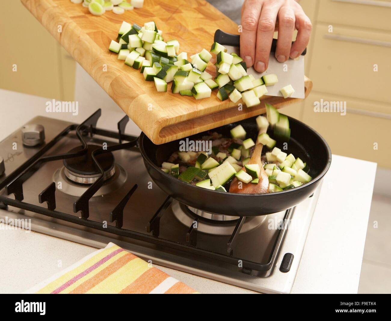 Garlic Cake with Bacon (step by step Stock Photo - Alamy